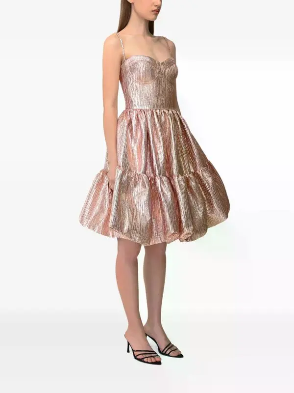 ANOUKI Metallic Gathered Minidress - Pink