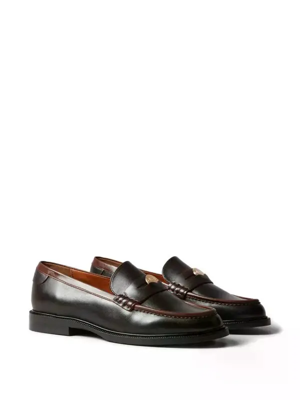 Claudie Pierlot Leather Loafers With Gold Medal Detail