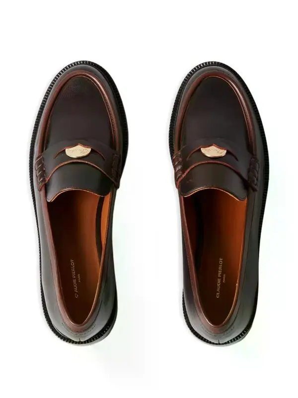 Claudie Pierlot Leather Loafers With Gold Medal Detail