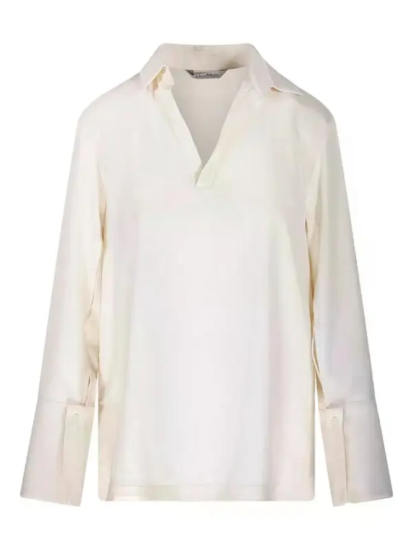 Max Mara V-neck Blouse - 005 Bianco Avorio