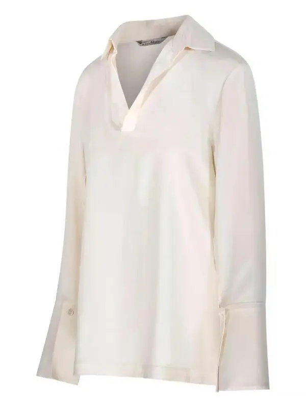 Max Mara V-neck Blouse - 005 Bianco Avorio