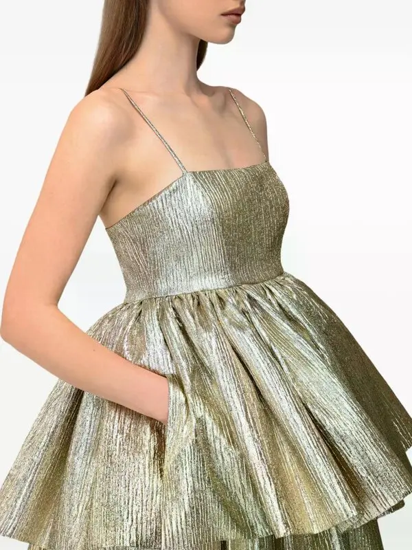 Anouki Metallic Tiered Maxi Dress In Gold - 50% Off | Editorialist