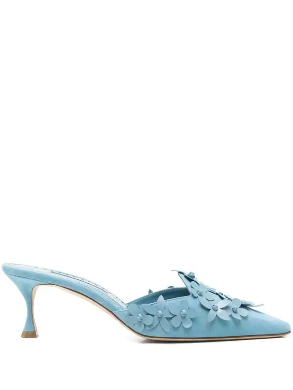 Manolo Blahnik 50mm Harnes Mules - Blue
