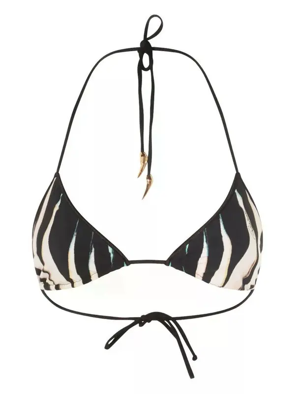 Roberto Cavalli Ray Of Sea-print Bikini Top - Black