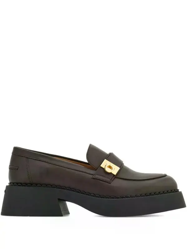FERRAGAMO Hug Buckle Chunky Loafers - Brown
