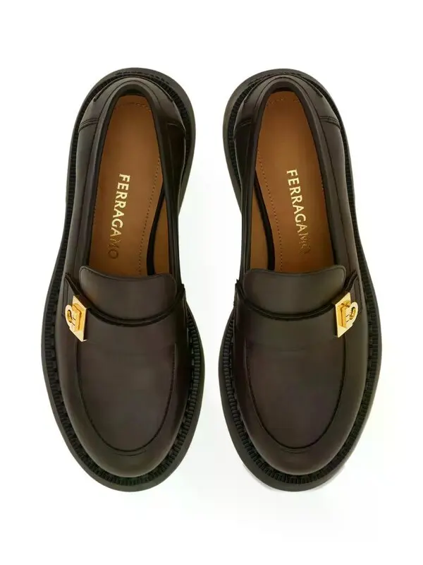 FERRAGAMO Hug Buckle Chunky Loafers - Brown