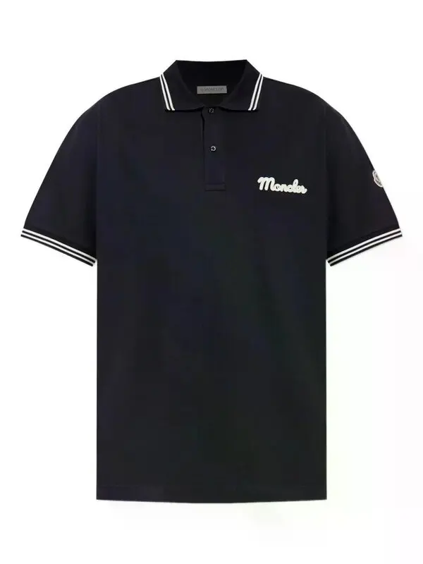 Moncler Embroidered-logo Polo Shirt - Blue
