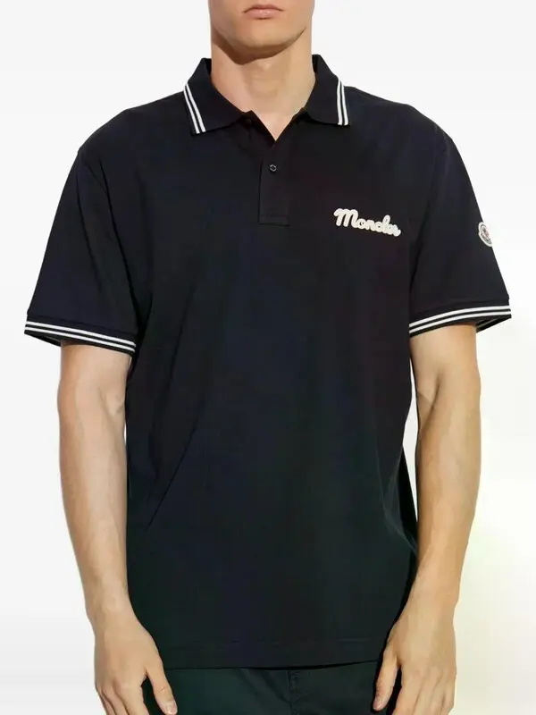Moncler Embroidered-logo Polo Shirt - Blue