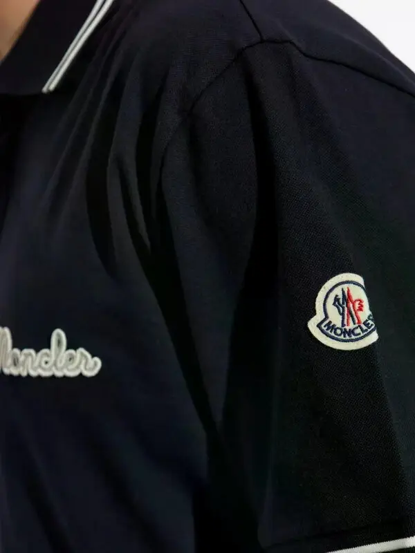 Moncler Embroidered-logo Polo Shirt - Blue