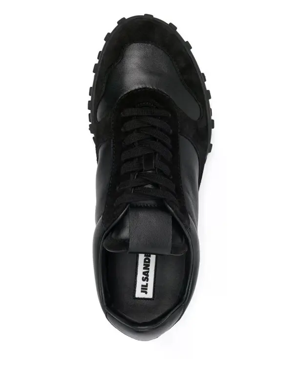 JIL SANDER Leather Lace-up Sneakers - Black