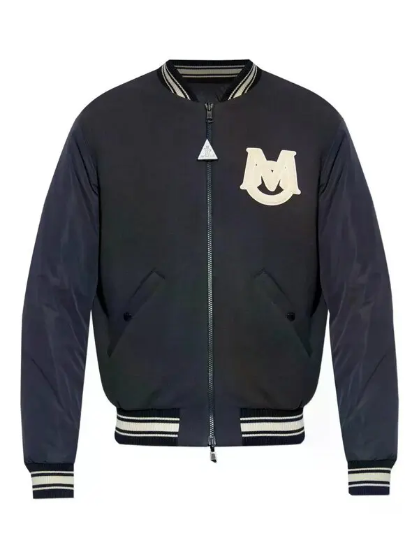Moncler Striped Rib-knit Bomber Jacket - Blue