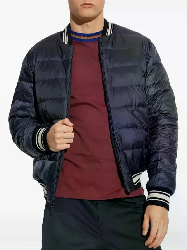 Moncler Striped Rib-knit Bomber Jacket - Blue