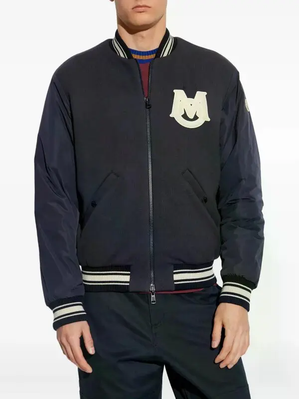 Moncler Striped Rib-knit Bomber Jacket - Blue