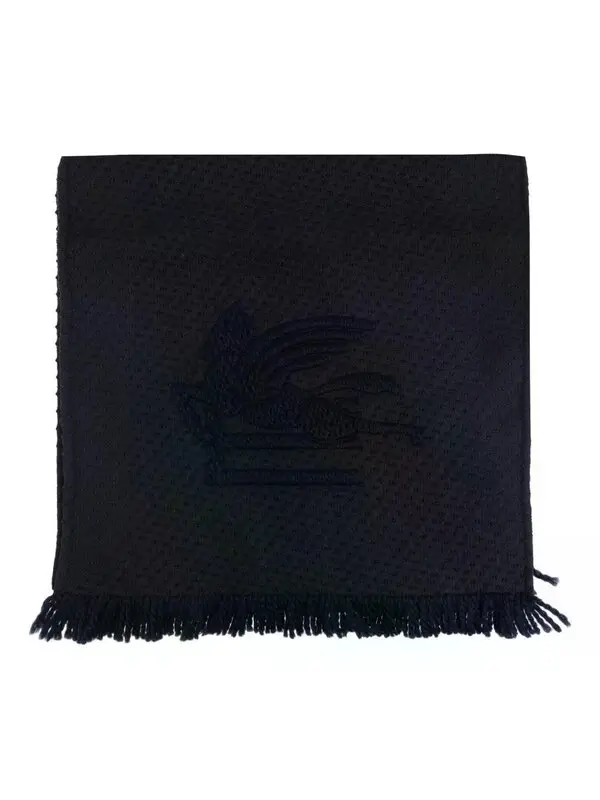 Etro Logo-embroidered Scarf - Blue