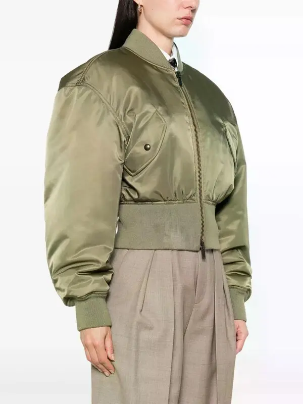 Saint Laurent Cropped Bomber Jacket - Green
