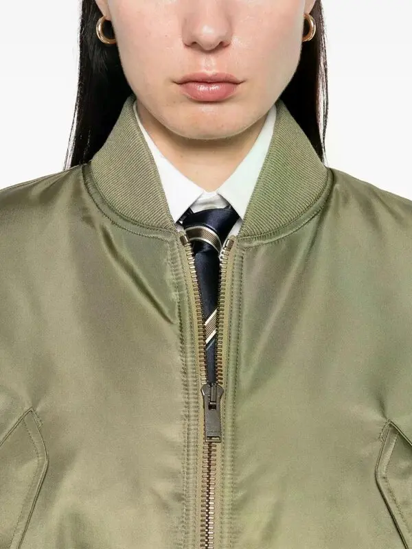 Saint Laurent Cropped Bomber Jacket - Green