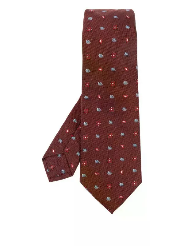 Etro Patterned Silk Neck Tie - Red