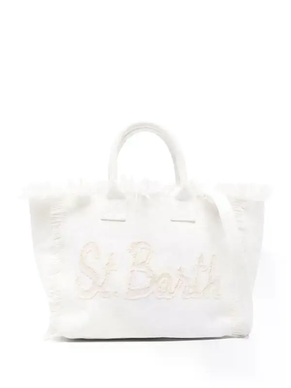 MC2 SAINT BARTH Embroidered-logo Beach Bag - White