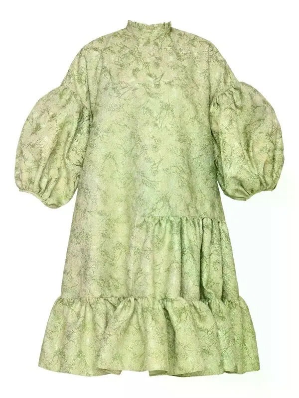 ANOUKI Puffed-sleeve Tiered Dress