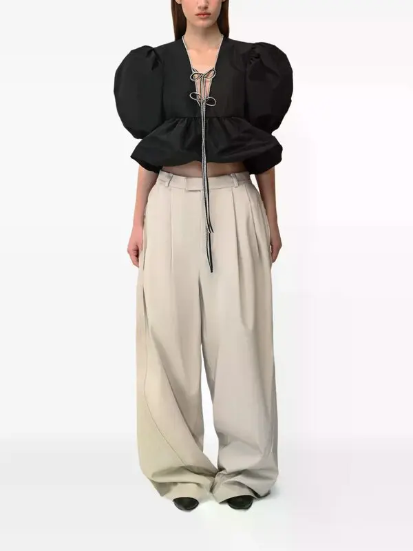 ANOUKI Puff-sleeve Tie-front Blouse