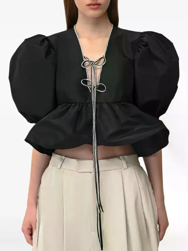 ANOUKI Puff-sleeve Tie-front Blouse