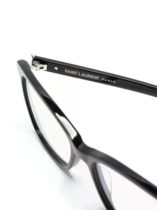 Saint Laurent Logo-plaque Rectangle-frame Glasses - Black