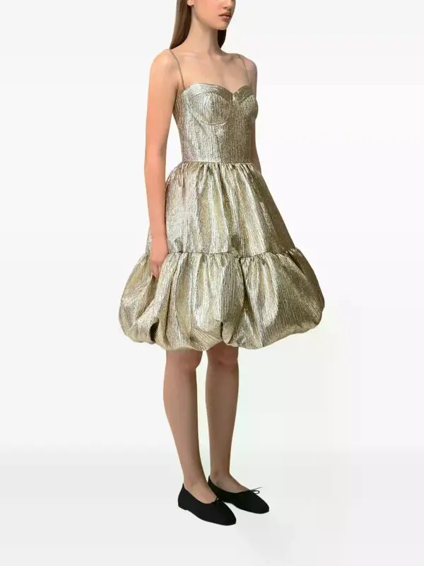 ANOUKI Tiered Metallic Dress - Gold