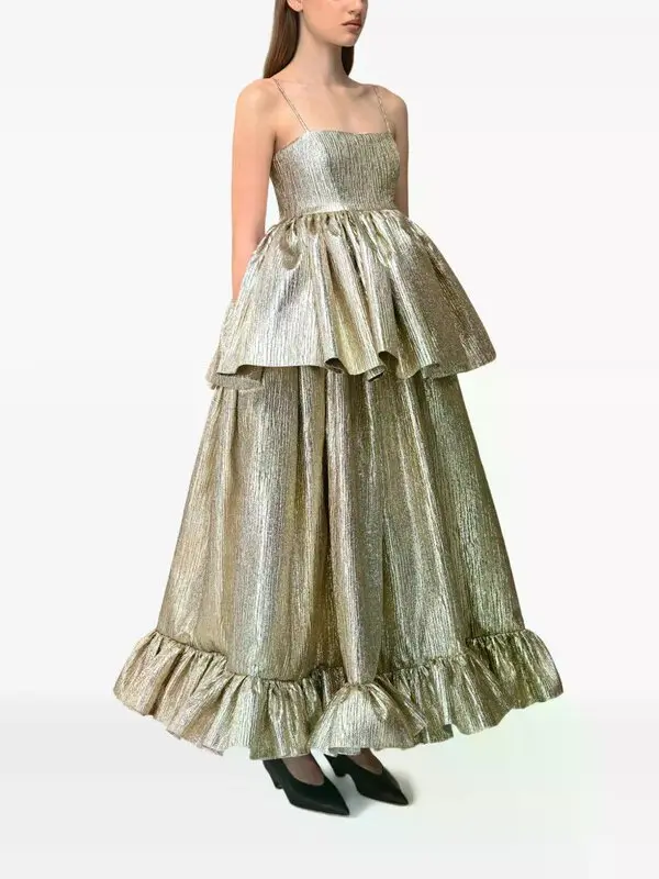 ANOUKI Metallic Tiered Maxi Dress