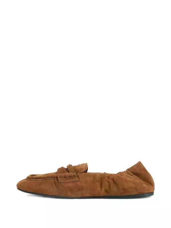 Miu Miu Ruched Suede Loafers - Brown
