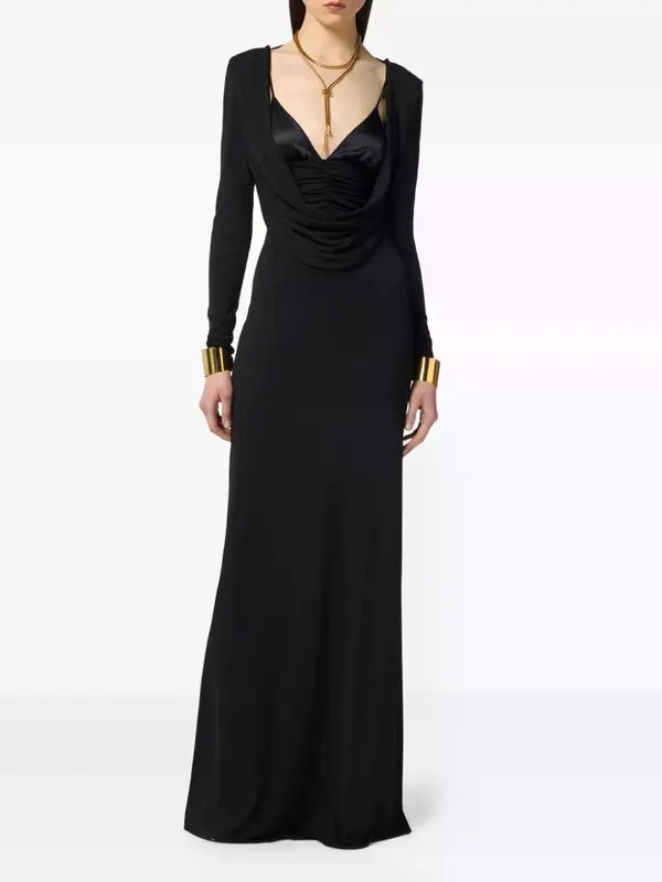 Elisabetta Franchi Draped Long-sleeve Dress