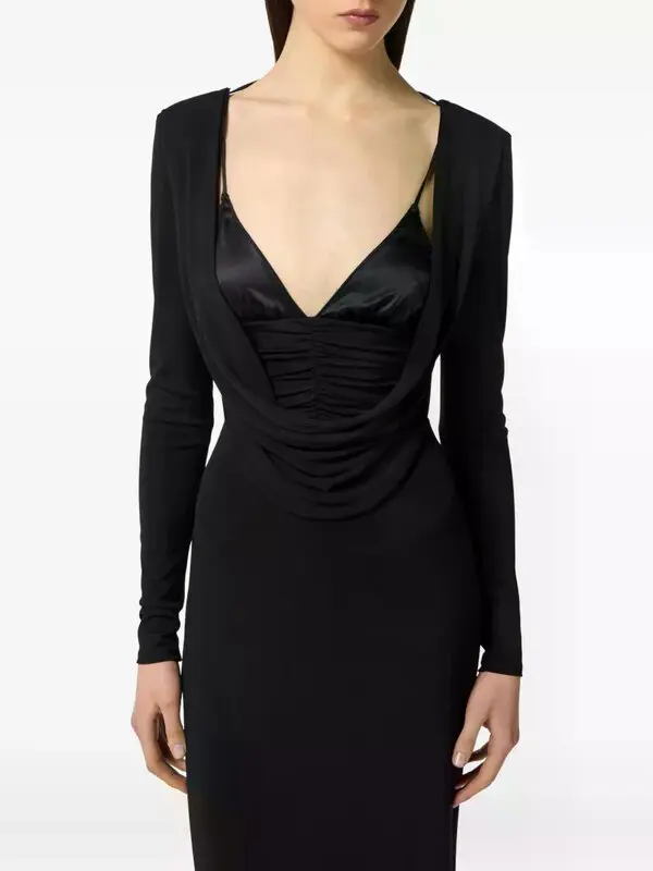 Elisabetta Franchi Draped Long-sleeve Dress