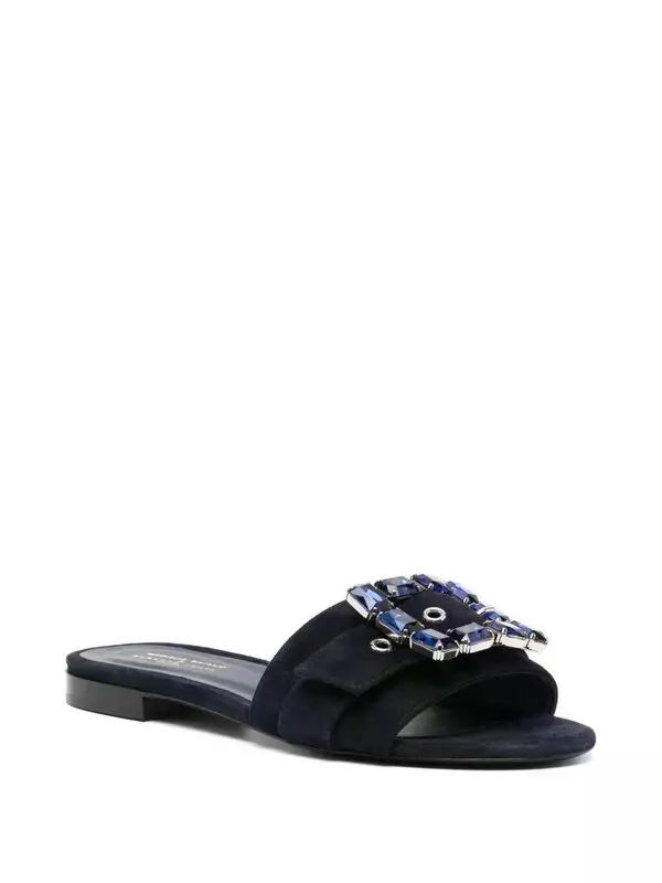 MADISON MAISON Fade Jeweled Buckle Khaki Sandals - Blue