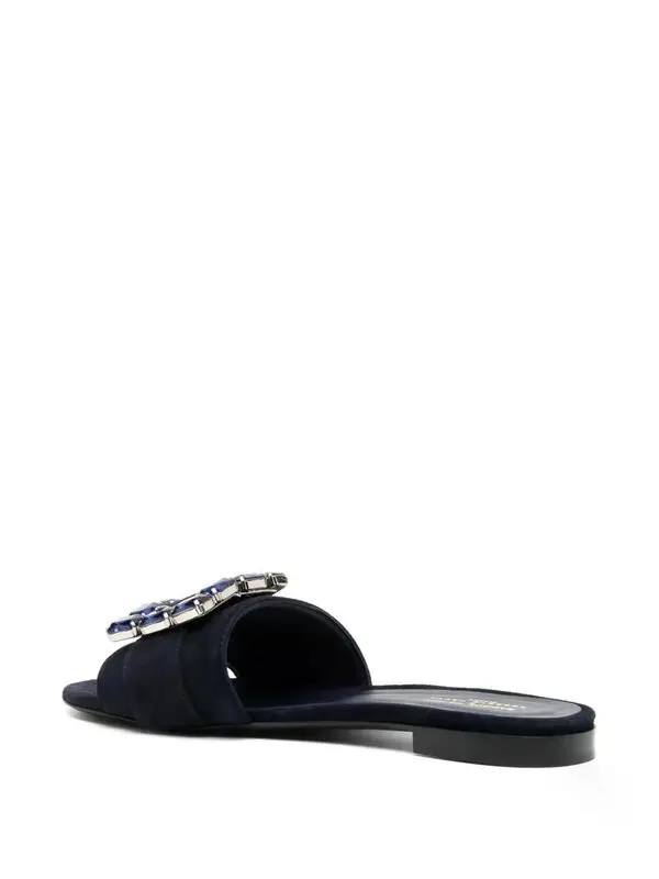 MADISON MAISON Fade Jeweled Buckle Khaki Sandals - Blue