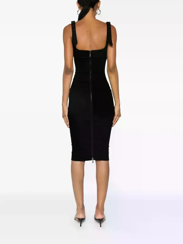 MUGLER Panelled Denim Midi Dress - Black