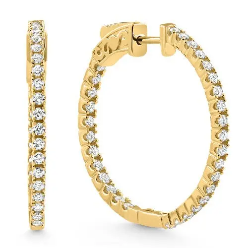 BLISS DIAMOND 1.75 Ct Lab Grown Diamond 14k Gold Hoop Earrings - 14k Yellow Gold