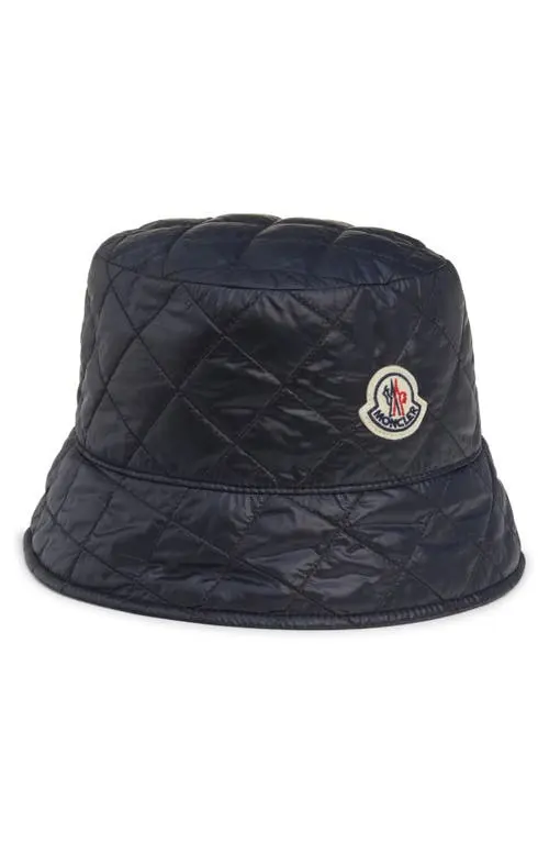 Moncler Diamond Quilted Nylon Bucket Hat - Dark Navy Blue