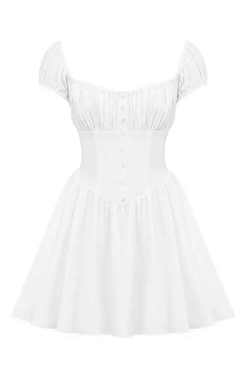 House Of Cb Nala Puff Sleeve Stretch Cotton Blend Minidress