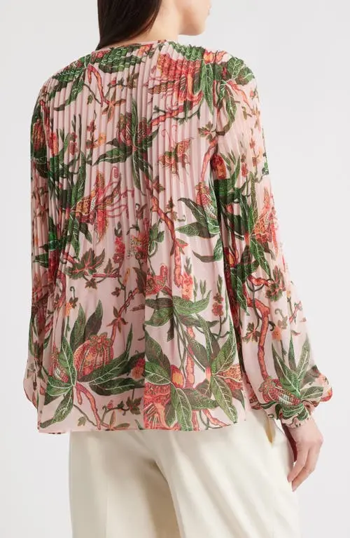 Kobi Halperin Floral Pleated Long Sleeve Top
