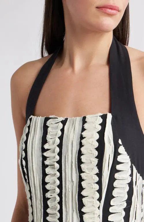 Adelyn Rae Fernanda Halter Cotton Midi Dress In Black/ Cream - 60% Off |  Editorialist
