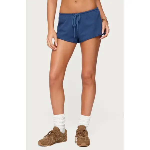 EDIKTED French Terry Drawstring Shorts - Navy