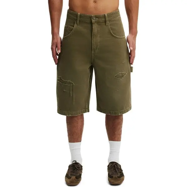 COTTON ON Y2k Super Baggy Jorts - Carpenter Garage Green