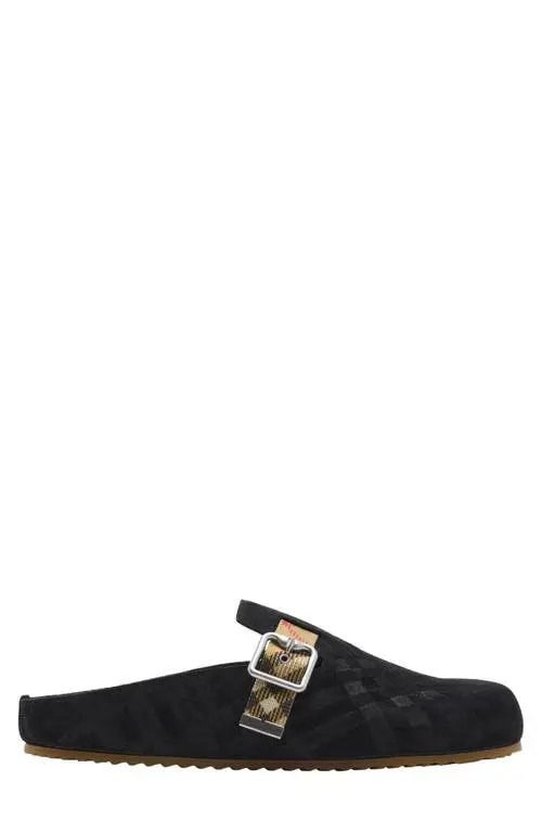 Burberry Check Suede Urchin Clog - Black