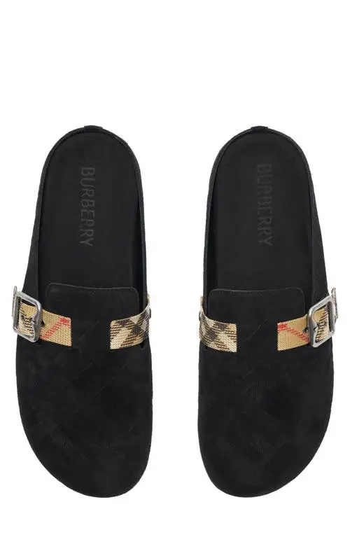 Burberry Check Suede Urchin Clog - Black