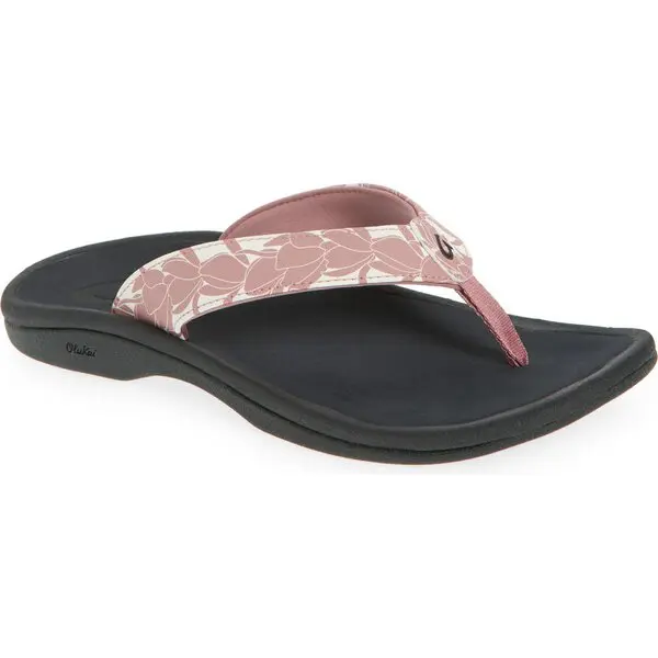 Olukai Ohana Flip Flop - Coral Rose/black