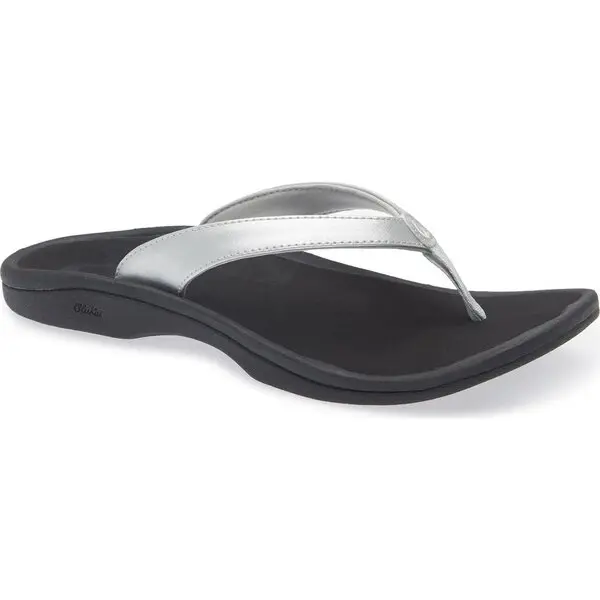 Olukai Ohana Flip Flop - Silver/black