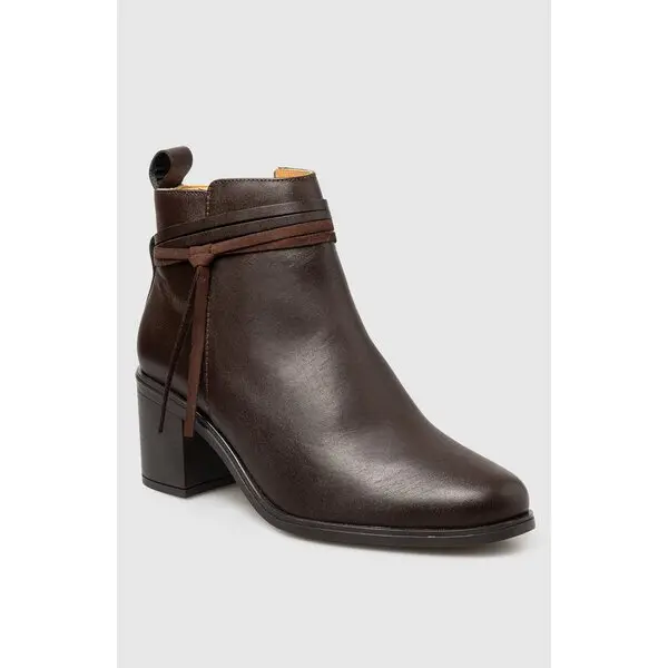 MANELA Alex Block Heel Bootie - Brown