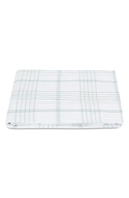 MATOUK August Plaid 500 Thread Count Fitted Sheet - Sea