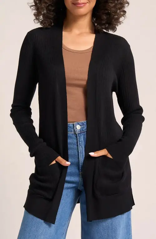 Matty M. Colfax Longline Open Front Cardigan - Black