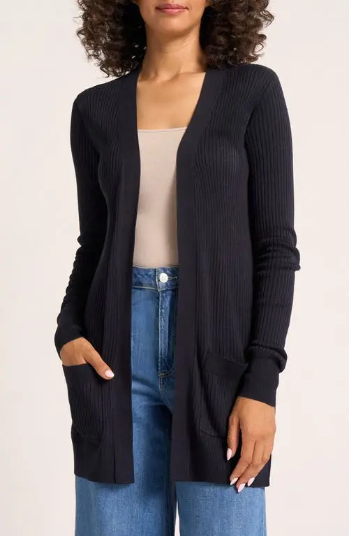 Matty M. Colfax Longline Open Front Cardigan - Midnight