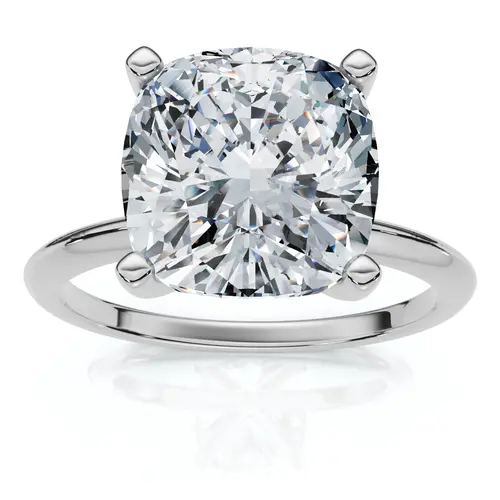 BLISS DIAMOND Certified 3ct Cushion Lab Grown Diamond Solitaire Engagement Ring - 14k White Gold